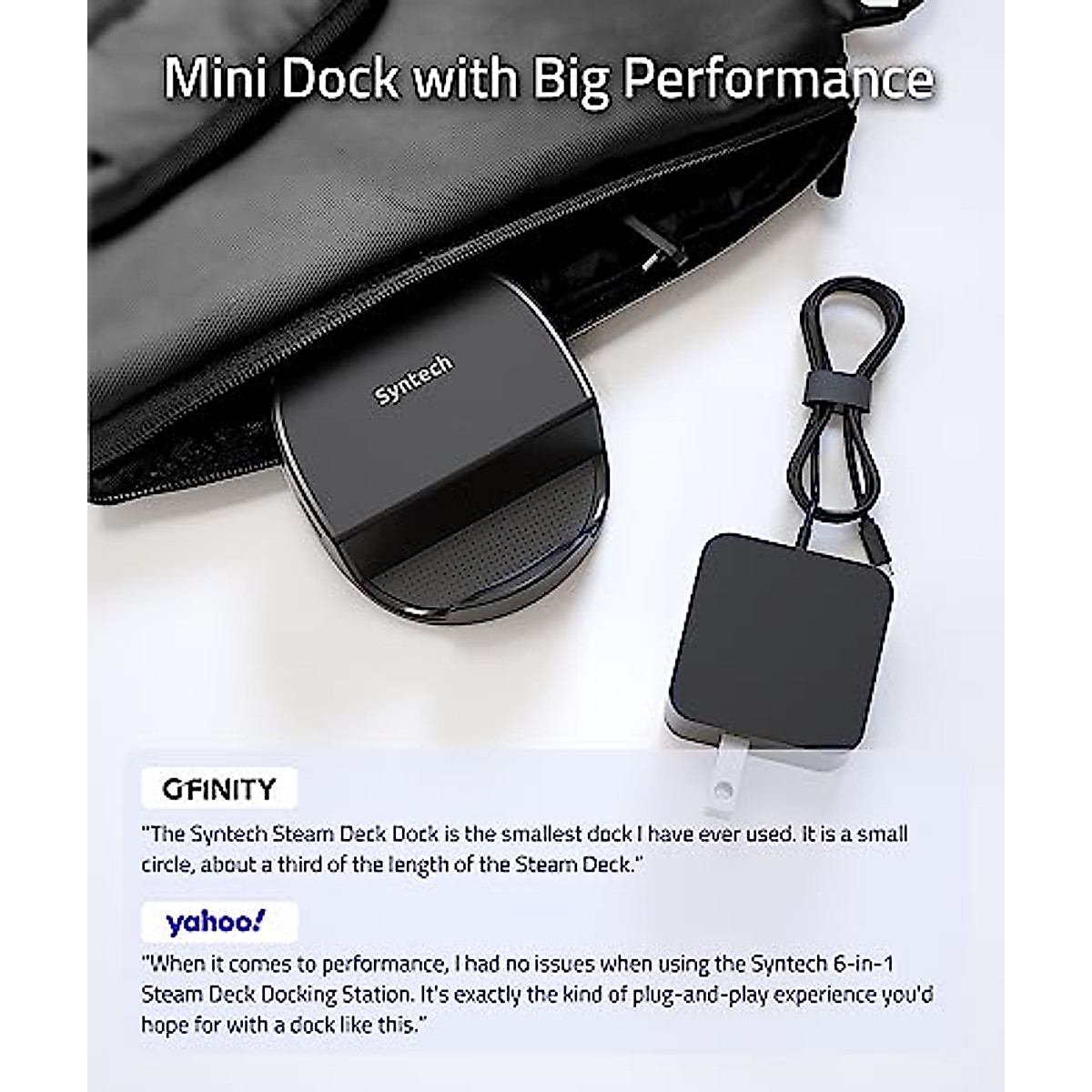 Syntech Mini Dock Perfect Compatibility with Steam Deck and ROG Ally, 6-in-1 Docking Station Featuring HDMI 2.0 4K@60Hz, Gigabit Ethernet, 3 x USB 3.0, PD Charging Doc, Enhanced Stability Round Stand