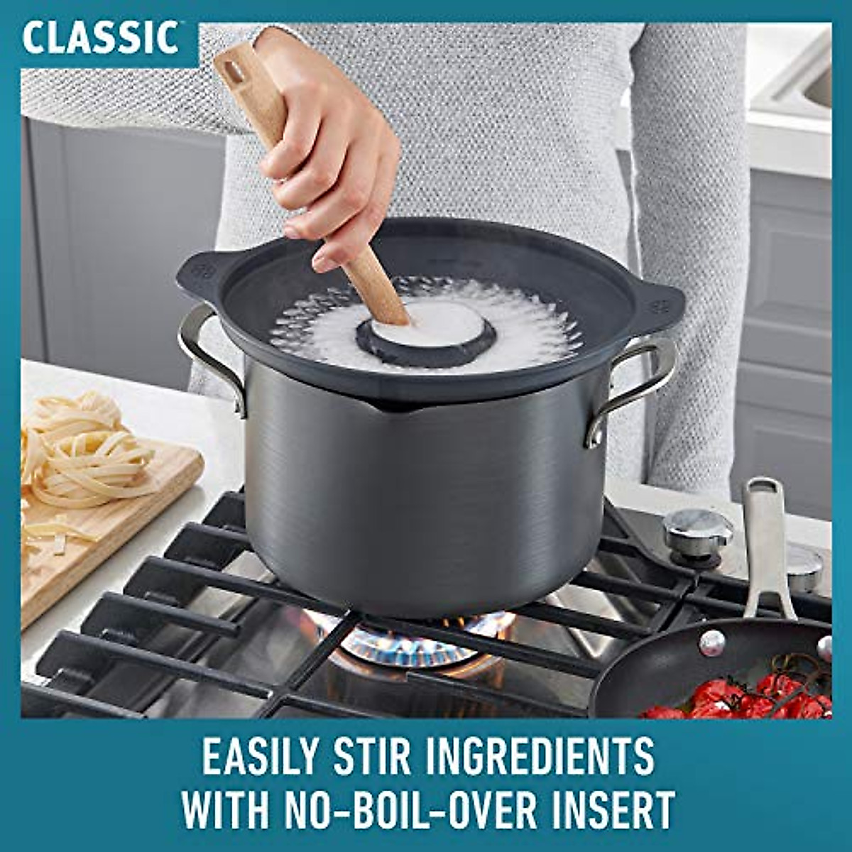 Calphalon 10-Piece Pots and Pans Set, Nonstick Kitchen Cookware with No-Boil Over Inserts and Stay-Cool Stainless Steel Handles, Black