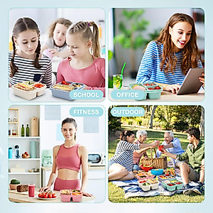 DESLON Kids Bento Box 6 Pack, 3 Compartment Snack Containers, Meal Prep Containers Reusable Lunch Containers for Kids Toddler Adults, Small Bento Snack Box for School, Work and Travel