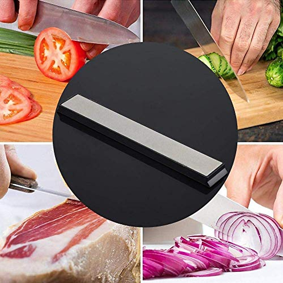 Professional Diamond Whetstones, 6 Pack 200#, 300#, 500#, 600#, 800#, 1000# Grit Diamond Sharpening Stones with Non-slip Base Portable Knife Sharpener Stones for Kitchen Outdoor 6.3x0.9in (6Pcs)