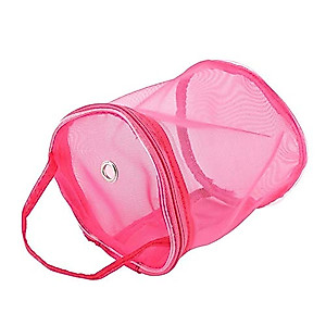 Knitting Bag for Yarn Storage, Oxford Cloth Woven Crocheting Organizer Holder Hollow Mesh Cylinder Crochet Wool Small Accessories Container Tool (Rose Red)