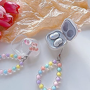 AOLABOKY Earphone Case for Samsung Galaxy Buds Live/Buds pro/Buds 2 Charging Box,Cute Cartoon Bear Rabbit Transparent Earphone Protective case with Keychain (Bear)