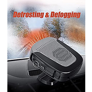 Car Heater Portable Car Fan 2 in 1 Modes 12V 150W Plug in Cigarette Lighter with Heating and Cooling for Fast Heating Hand-Held Adjustable 360 Degree Rotatable