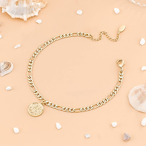 Anklets for Women Dainty Zodiac Constellation Waterproof Ankle Bracelet Zodiac Sign Disc Taurus Anklet 14k Gold-Plated