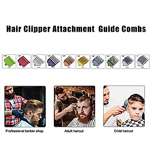 10 Color Professional Hair Trimmer/Clipper Guard Combs Guide Combs Coded Cutting Guides/Combs #3170-400- 1/16” to 1 -Great for Hair Clippers/Trimmers Attachment