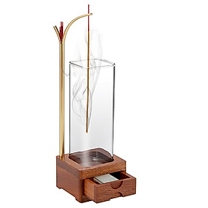 Eniffbaa Incense Burner Upgraded Incense Holder for Sticks [Anti-Ash Flying] with Removable Glass Ash Catcher Stick Storage Upgraded Incense stick Holder with Drawer Ornament Home Decor