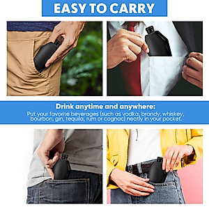 Lounsweer 3 Pieces Flask Set 3.5 oz Coffin Flasks with Funnel 304 Stainless Steel Bottle Creative 100 ml Thicken for Men Women Adult Friends Gifts(Black)