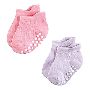 Hudson Baby Unisex Baby Non-Skid No-Show Socks, Multi Girl, 12-24 Months