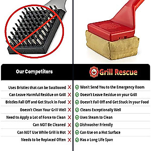 Grill Rescue BBQ Replaceable Scraper Cleaning Head, Bristle Free - Durable and Unique Scraper Tools for Cast Iron or Stainless-Steel Grates, Barbecue Cleaner (Grill Brush)