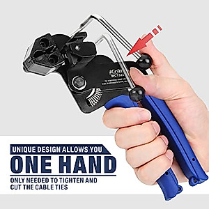 iCrimp Stainless Steel Cable Tie Tool Zip Gun Metal Zip Tensioner with Built-in Cutter, Release Tool included