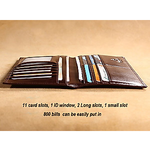 MANBANG Genuine Italian Leather Handbag Organizer Card Case Long Bifold Wallet