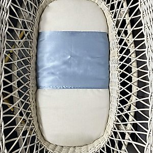 Cozysilk 100% Mulberry Silk Slip for Bassinet/Crib, Bassinet/Crib Silk Sheet, Silk Bassinet Slip for Baby, No More Bed Head and Baby Bald Spots (1, Blue)