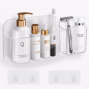 ITATIOLFY 2 Pack Wall Mount Self adhesive Cabinet Door Organizer set,Clear acrylic Floating Shelves, Shower Storage Shelf,For Bathroom,Kitchen,Office,Living Room,Under Sink,Bedside table Decor.