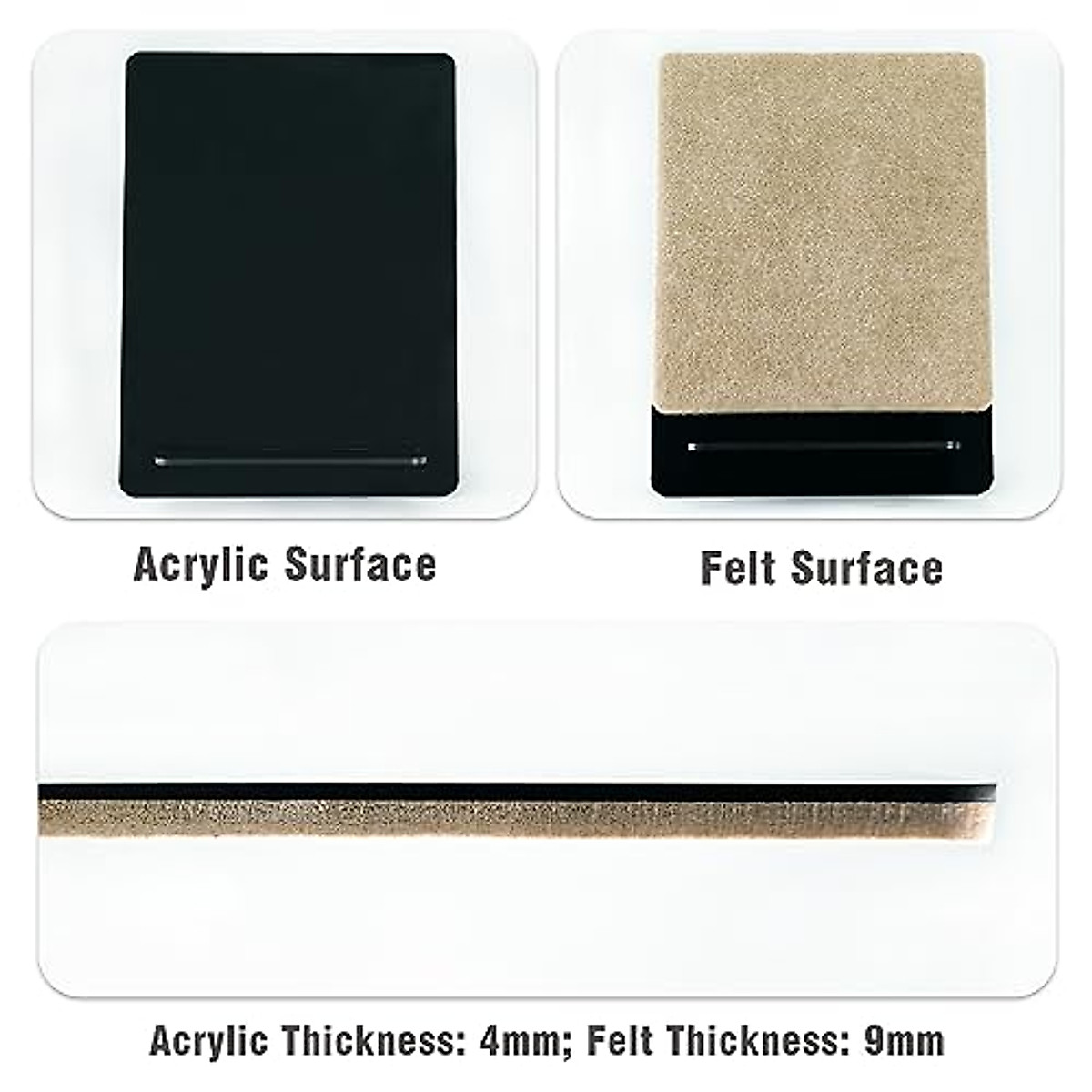 SHOOFFICE Acrylic Dry Erase Board & Felt Board Combo, 11.4'' x 8.3" Double-Sided Desktop Whiteboard with Stand, Small Frameless Black Message Board with 3 Markers and 20 Pins for Office Home School