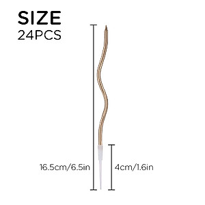 LUTER 24pcs Metallic Birthday Candles in Holders Spiral Birthday Cake Candles Long Thin Cupcake Candles for Birthday Wedding Party Decoration (Champagne)