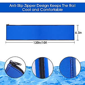 Pool Handrail Cover, Rail Grip for Swimming Pool Hand Railing Covers with Zipper, Slip Resistant Safety Grip Sleeve for Swimming Pool Inground Ladder Handles Hand Railing Covers Grips-10 Feet, Blue