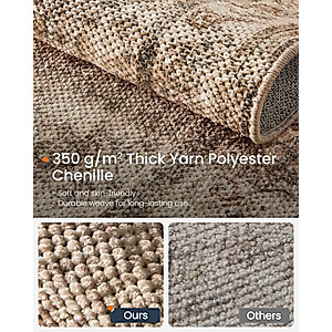 SONGMICS HOME Area Rug, 2x3 ft Living Room Rug, Non-Slip Carpet, Farmhouse Style Rug, Home Decor, for Bedroom, Kitchen, Entryway, Dining Room, Machine Washable, Cappuccino Beige UTAR081K01