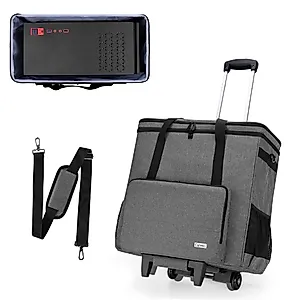 CURMIO PC Carrying Case on Wheels, Desktop Travel Bag with Detachable Trolley for PC Tower, Keyboard and Mouse, Gray (Bag Only, Patented Design)