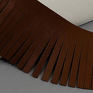 Trims by the Yard 2" Premium Vegan Leather Fringe Trim | Brown | (5 yard cut)