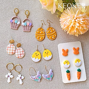 Keoker Polymer Clay Cutters, Easter Polymer Clay Cutters for Earrings Making, 11 Shapes Easter Day Clay Cutters, Small Easter Clay Cutters for Polymer Clay Jewelry