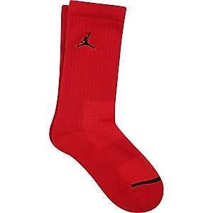 NIKE AIR JORDAN JUMPMAN CREW SOCKS - BOYS' GRADE SCHOOL (5-7 (Shoe 10C-3Y), Black/White/Gym Red)
