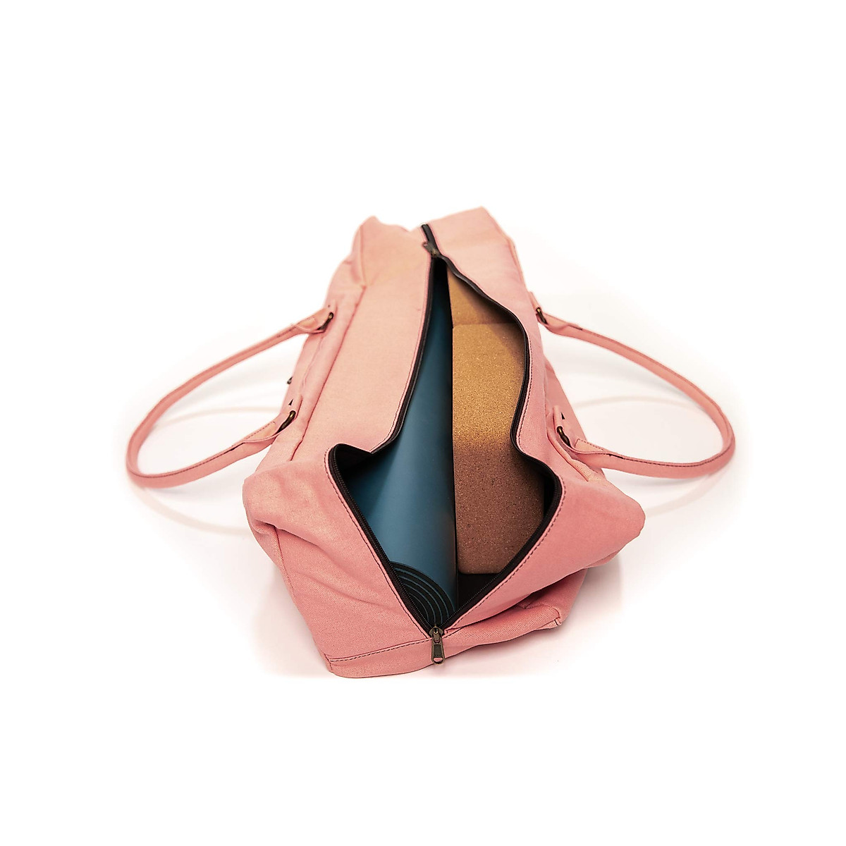 Kindfolk Yoga Mat Duffel Bag Canvas with Pocket and Zipper (Pink)