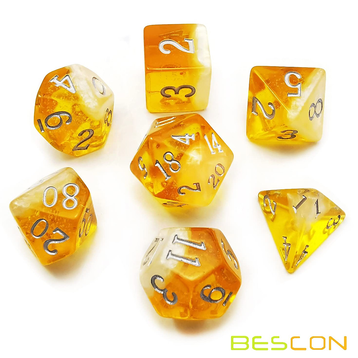 Bescon Beer Dice Set, Novelty 7pcs BeerDice Polyhedral D&D DND Dice Set of 7pcs; Lager Set