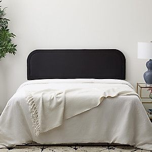 Edenbrook Miller Low Profile, Performance Velvet Headboard for Twin Size Bed-Black Upholstered Twin Headboard