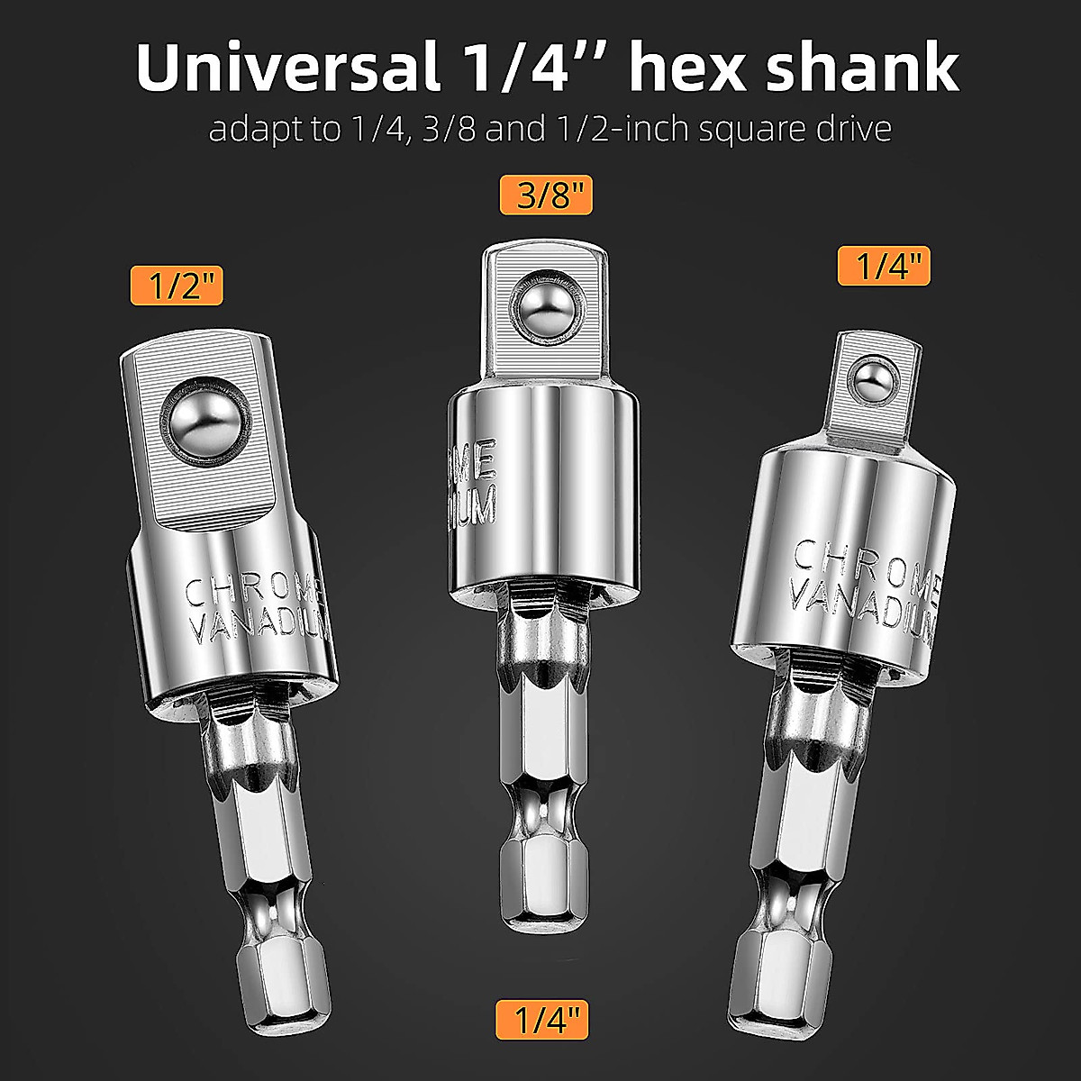 22 Flexible Drill Extension Hex Shank Drill Bit Kit Rotatable Joint Socket 1/4 3/8 1/2 Inch Hex Socket Adapter Socket Bendable Drill Bit Extension Screwdriver 105 Degree Angle Drill Bit Extension