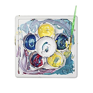 ezpz Mini Play Mat - 100% Silicone Suction Flower Plate with Built-in Placemat for Infants + Toddlers - Crafting + Snacks - Divided Plate - Dishwasher Safe (Cream)