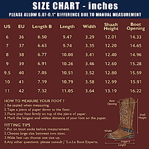 J's.o.l.e Women's Fashion Western Cowgirl Cowboy Boots Wide Square Toe Mid Calf US Size 9.5