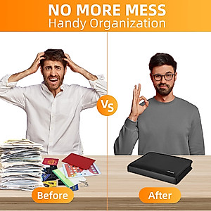 JUNDUN Accordion File Organizer - Fireproof Accordion Folder with Zipper & Labels - 13 Pocket Expanding File Folder with Multi-Pockets Document Organizer Folder for Letter A4 Files | Receipt and More