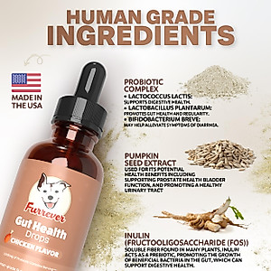 Furrever Gut Health Probiotics for Dogs - Promotes Digestive Health to Sooth and Protect - Supports Occasional Diarrhea, Healthy Skin, Bowel Support, Allergies, Itching, & Gas - Chicken Flavor, 2oz