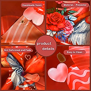 3.7x6Ft Valentines Day Backdrop Banner Romantic Love Heart with Gnomes Happy Valentine's Day Sign Photography Background Photo Booth Props for Proposal Bridal Shower Wedding Party Decorations Supplies