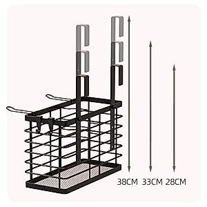 Segler Hair Dryer Organizer Wall Mounted & Cabinet Door, 3 in 1 Storage, Adjustable Height, Carbon Steel， Black