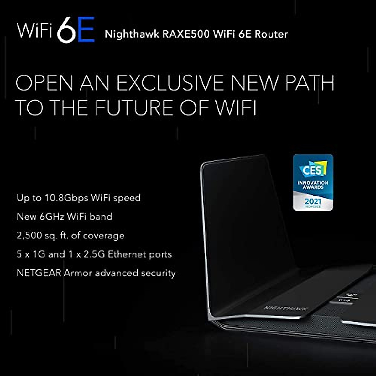 NETGEAR Nighthawk 12-Stream WiFi 6E Router (RAXE500) | AXE11000 Tri-Band Wireless Speed (Up to 10.8Gbps) |New 6GHz Band | Coverage up to 2,500 sq. ft. and 60 Devices (Renewed)