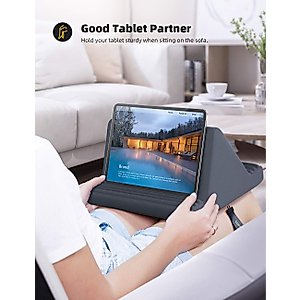 Lamicall Tablet Pillow Stand, Soft Pad for Lap - Tablet Holder Dock for Bed with 6 Viewing Angles, Compatible with iPad Pro 9.7, 10.5, 11, 12.9 Air Mini, Kindle, Galaxy Tab, E-Reader, Dark Gray