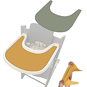 Food-Safe Silicone Tray Placemat Compatible with Stokke Tripp Trapp High Chair Tray (2, Yellow Green) - Non-Slip Food Catching