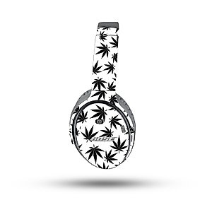 MightySkins Skin Compatible with Bose QuietComfort 35 II Headphones - Pot Leaves Black | Protective, Durable, and Unique Vinyl Decal wrap Cover | Easy to Apply, Remove, and Change Style