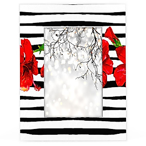 11x14 Picture Frame Red Flower Wood Photo Frames with Acrylic for Wall Mount & Table Top Display Picture Frames for Wall Decor