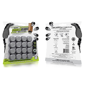 GorillaGlides 1 Inch Chair Sliders/Floor Protectors (16 Furniture Glides) Screw-On or Self-Adhesive, for Sliding on Carpet & Hard Surface Floors, Round, CB253-16