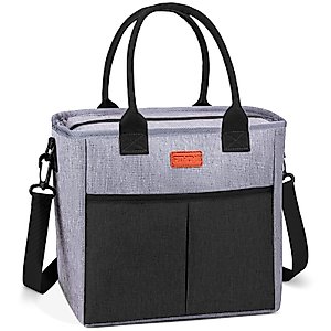 FITHOME Insulated Reusable Lunch Bag for Women/Men, Adult Thermal Tote Lunch Bag with Adjustable Crossbody Strap, Portable Leakproof Cooler Bags for Work/Picnic/Travel