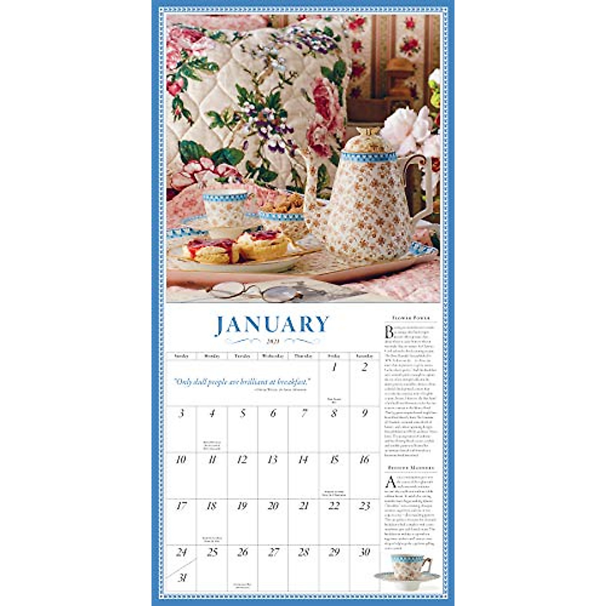 Collectible Teapot & Tea Wall Calendar 2021