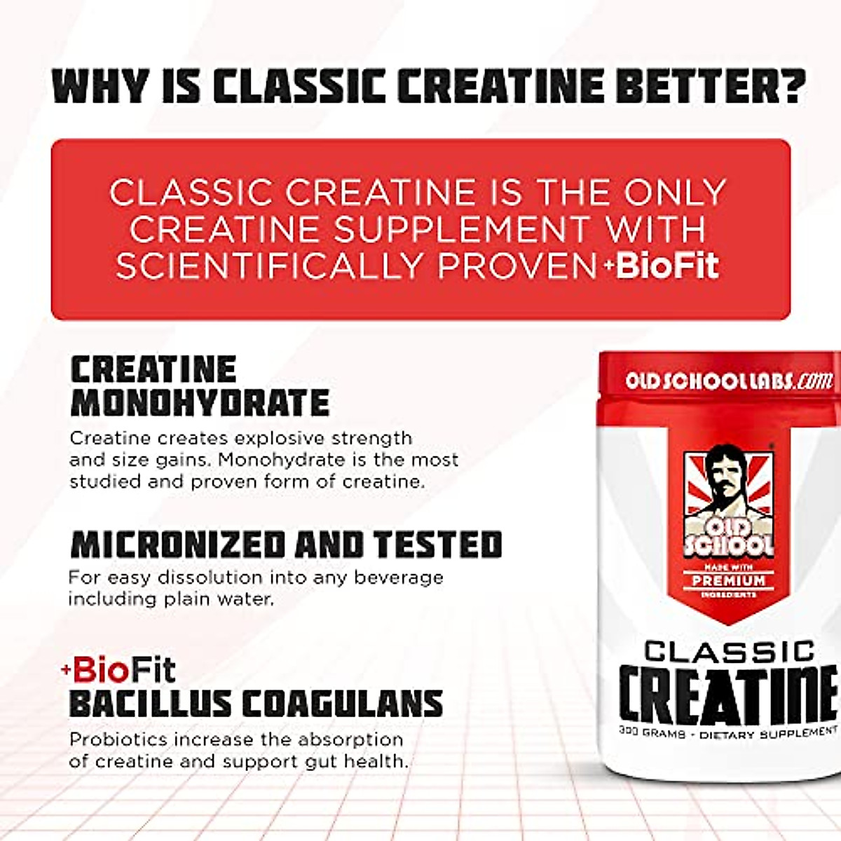 Classic Creatine - Pure Micronized Creatine Monohydrate Powder for Increased Strength, Endurance, & Muscle Growth - Boost Athletic Performance & Recovery
