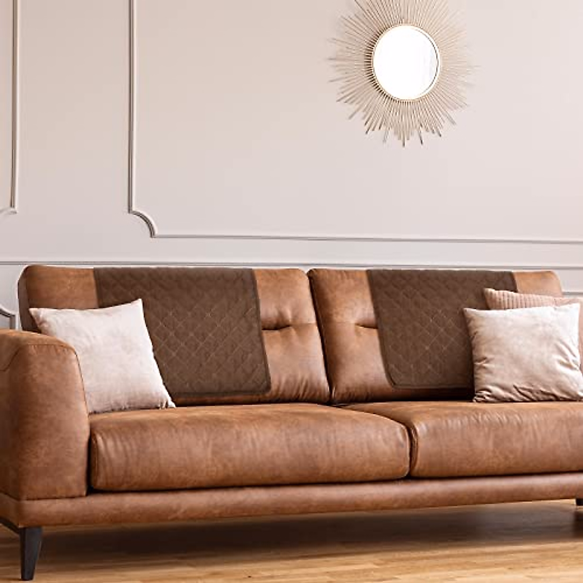 Panelee 2 Pcs Headrest Cover for Recliner Chair Sofa Headrest Cover Head Protector Furniture Protector for Recliner Sofa Slipcovers(Chocolate)