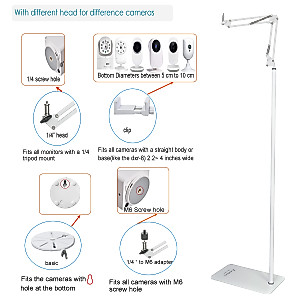 Fotoleey Floor Stand for Baby Monitor/Security Camera/Cellphone with Clamp Compatible with Nanit Pro Smart, Kasa, VTech, Owle, Owlet Cam 2, Nooie invidyo, SwitchBot, BJS Cubo Ai Plus