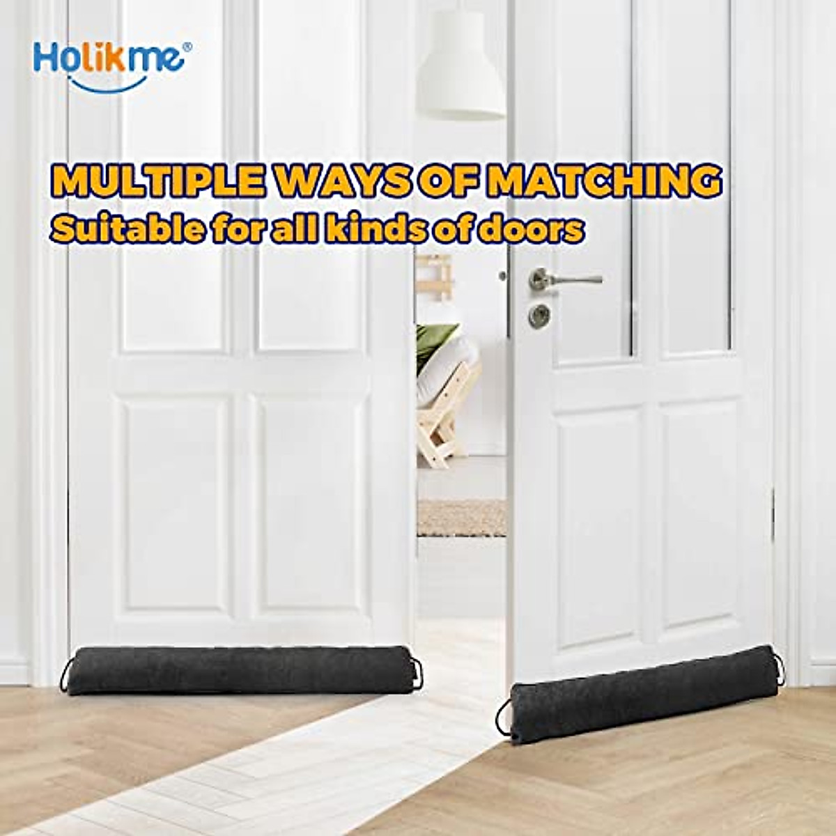 Holikme Weighted Door Draft Stopper 36inch, Heavy Duty Under Door Draft Blocker Bottom Door Seal Noise and Air, Door Guard Saving Energy, Black