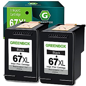 GREENBOX Remanufactured Ink Cartridge Replacement for HP 67 67XL for DeskJet 2732 2755 Envy 6052 6058 6075 DeskJet Plus 4152 4155 4158 Printer (2 Black)
