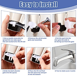 2 Set Tub Spout Diverter Repair Kit Universal Shower Diverter Repair Kit, Includes 2 Diverter Valve Stems, 2 Cup Seals and 2 Gates, Bathroom Bathtub Leaky Faucet Repair Replacement Parts