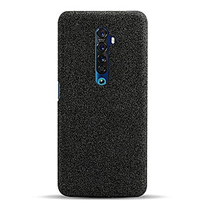 LUSEHNG Case for Oppo Reno2, Solid Color Canvas Smartphone Cover for Oppo Reno2, Slim Duaable Lightweight - Black